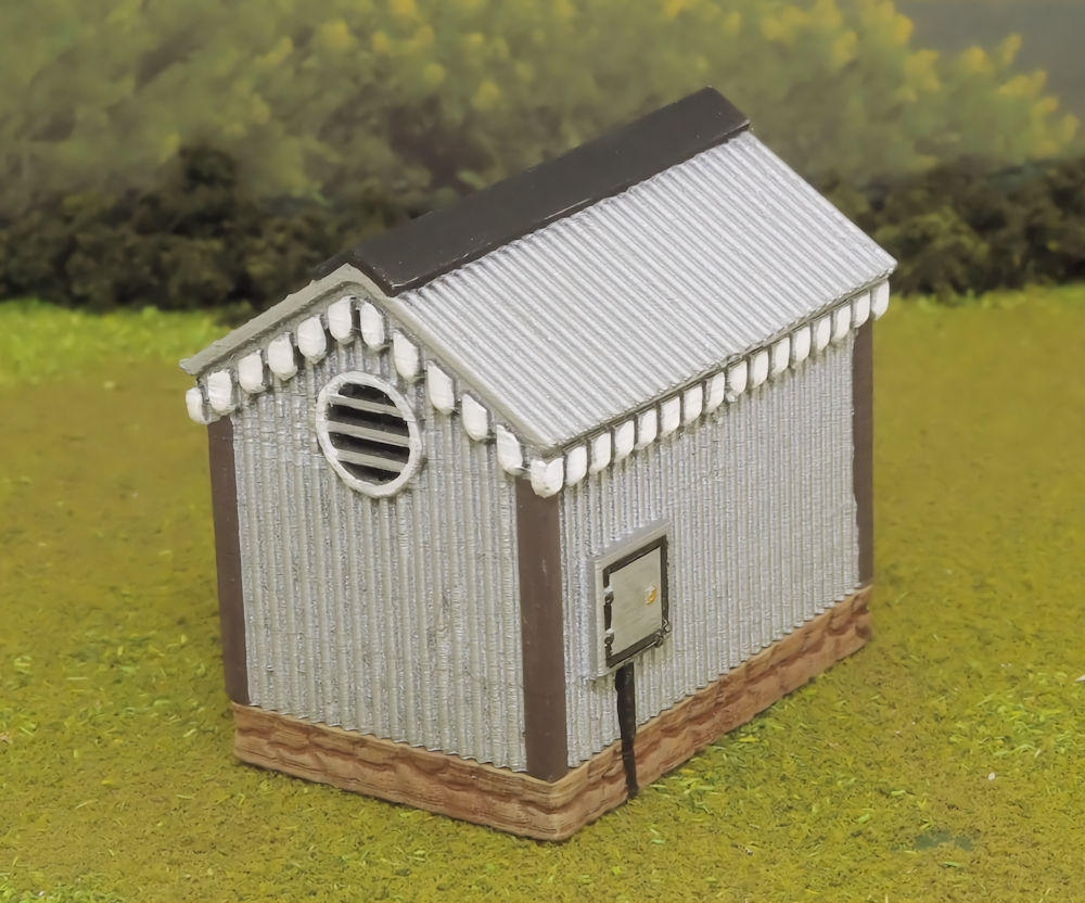 Craig's Models. HO Scale -Storage Shed - Corrugated Iron - Stone Base