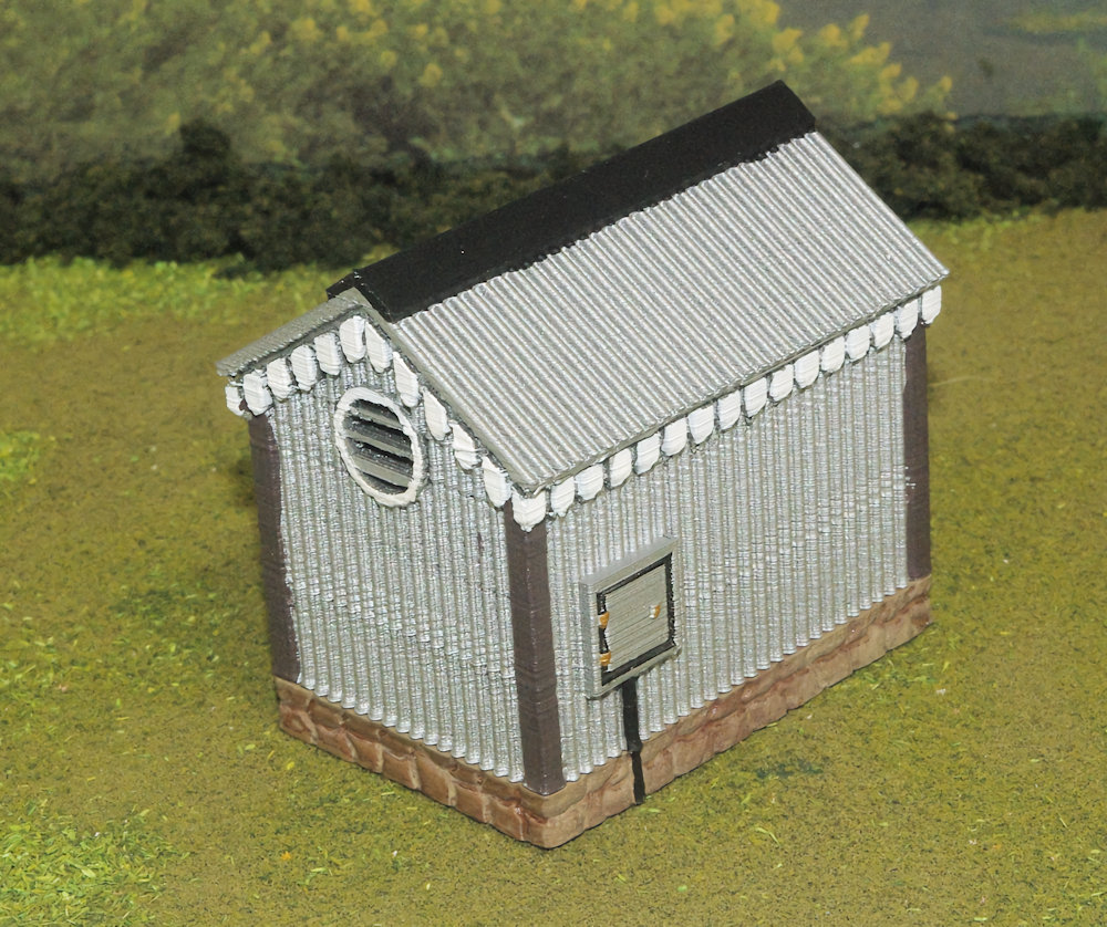 Craig's Models. 1:72 Scale - Storage Shed - Corrugated Iron - Stone Base